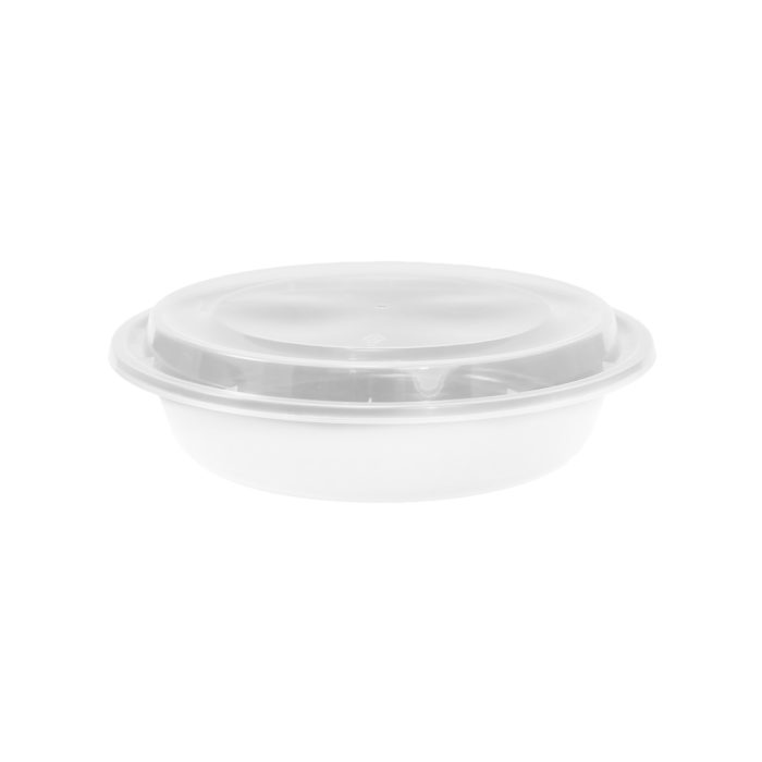Chef Elite - Plastic Containers with Lids - 22oz - Round - White - Dorfin