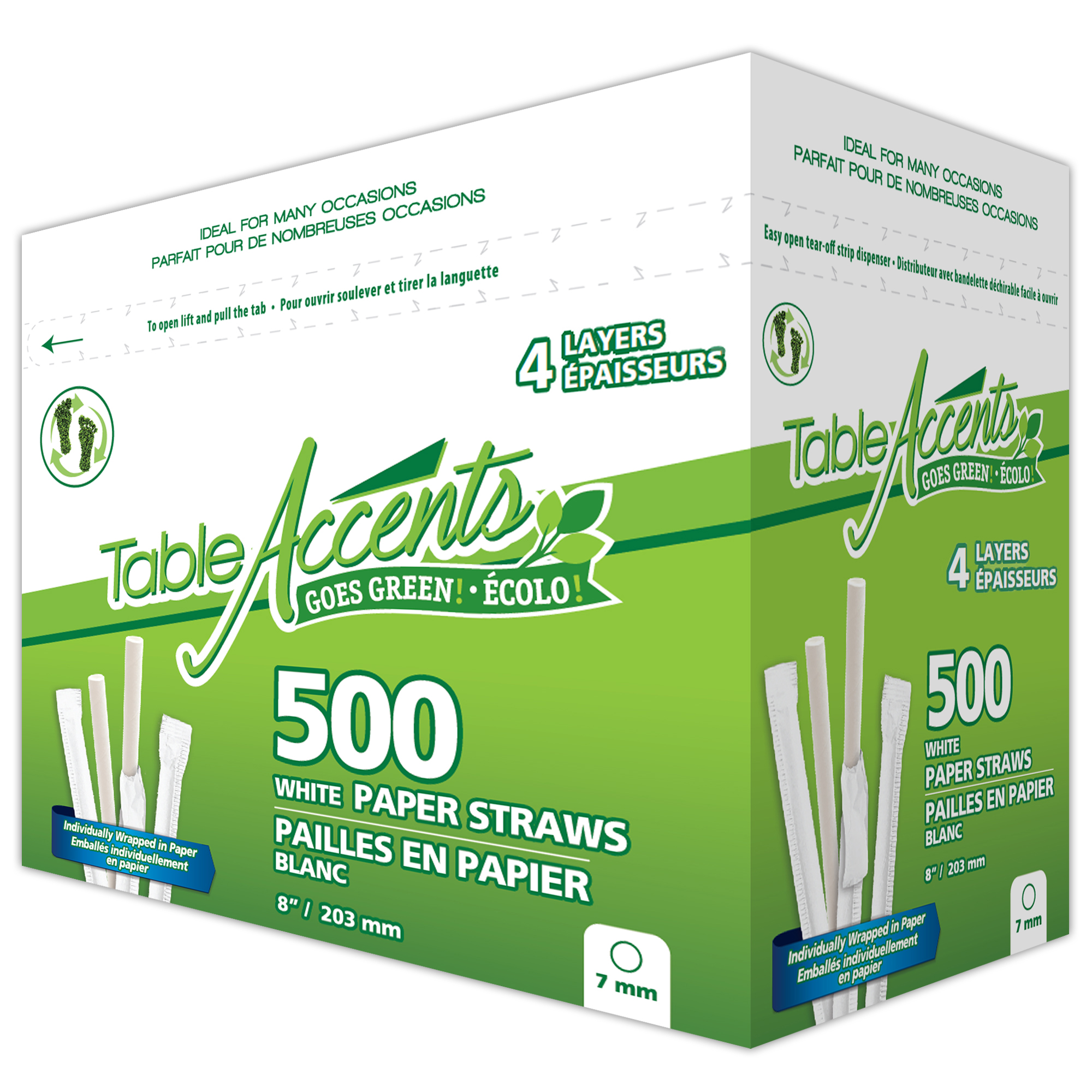 Table Accents - Wrapped Paper Straws - 8" - 4 Layers - 7mm dia. - White ...