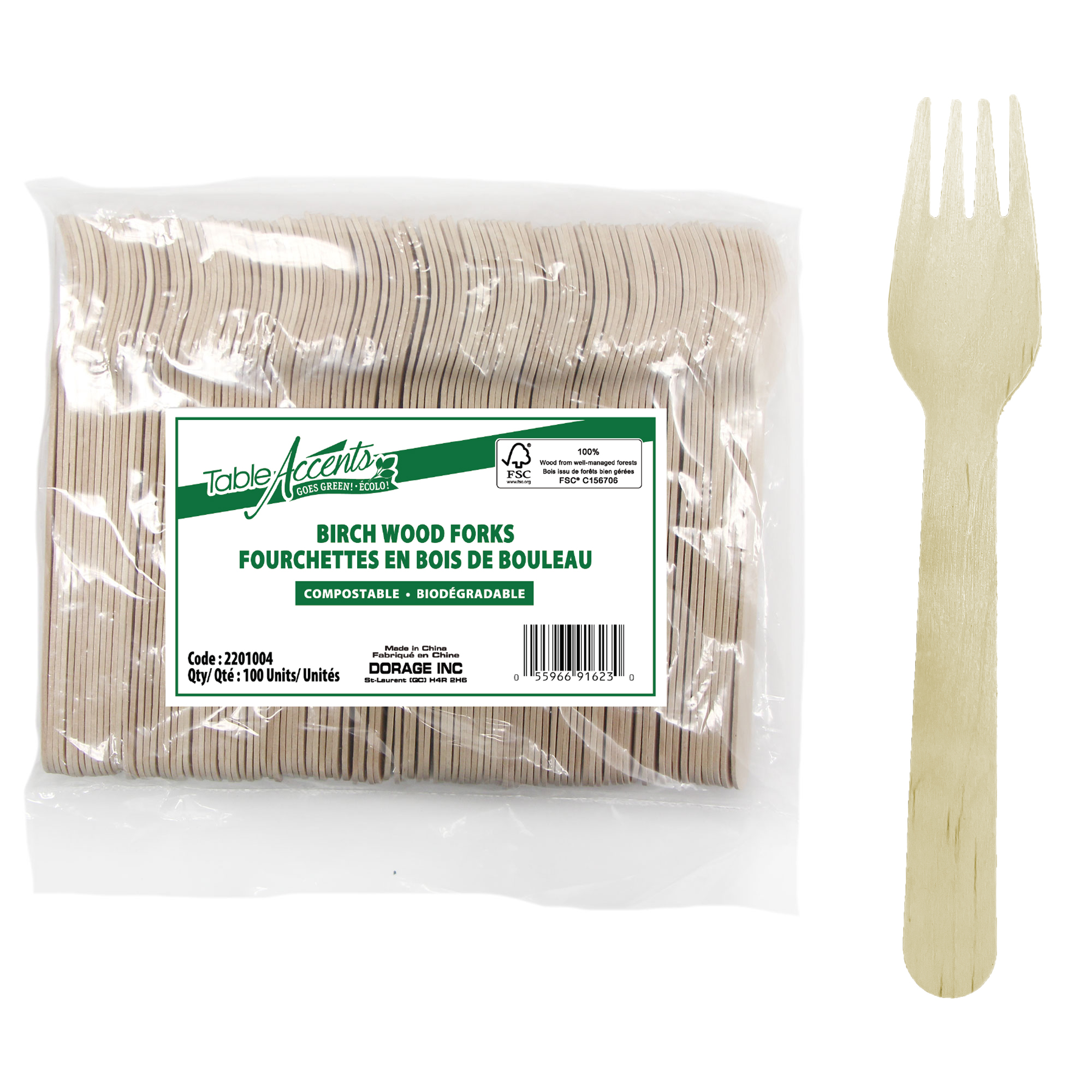 Table Accents - Birch Wood Forks - 6.1" - Dorfin