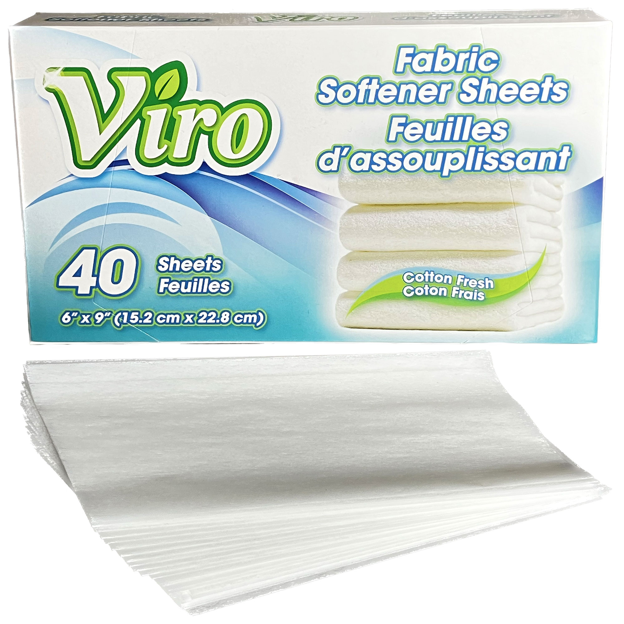 Viro - Fabric Softener Sheets - 6" x 9" - Cotton Fresh - 40Pk - Dorfin