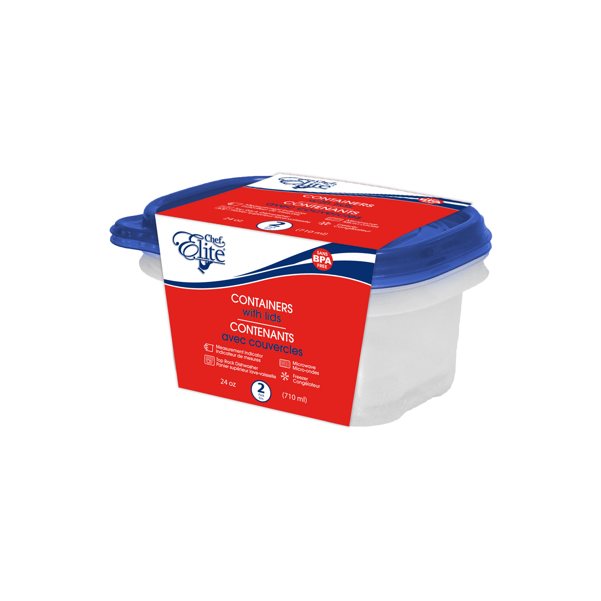 Chef Elite - Containers with Lids - 24oz (710ml) - 2Pk - Dorfin