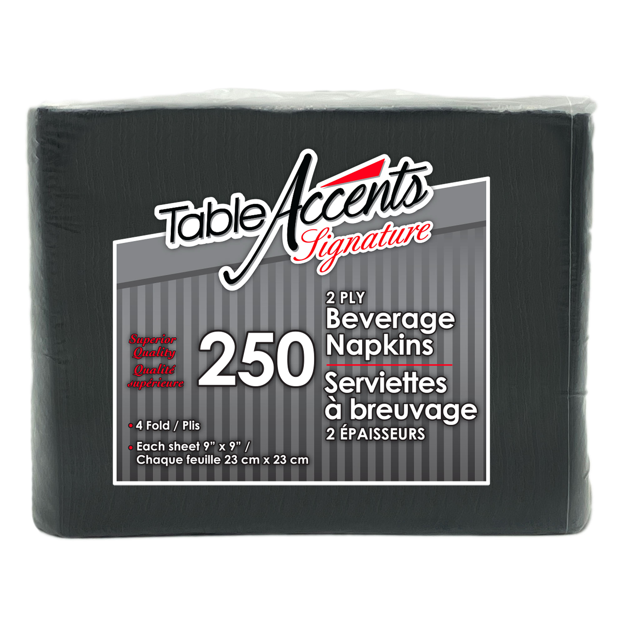 Table Accents Signature - Beverage Napkins - 9" x 9" - 2 ply - 4 Fold ...